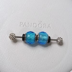 Pandora | Jewelry | Pandora Silver Sky Blue Crystal Geometric Facets ...